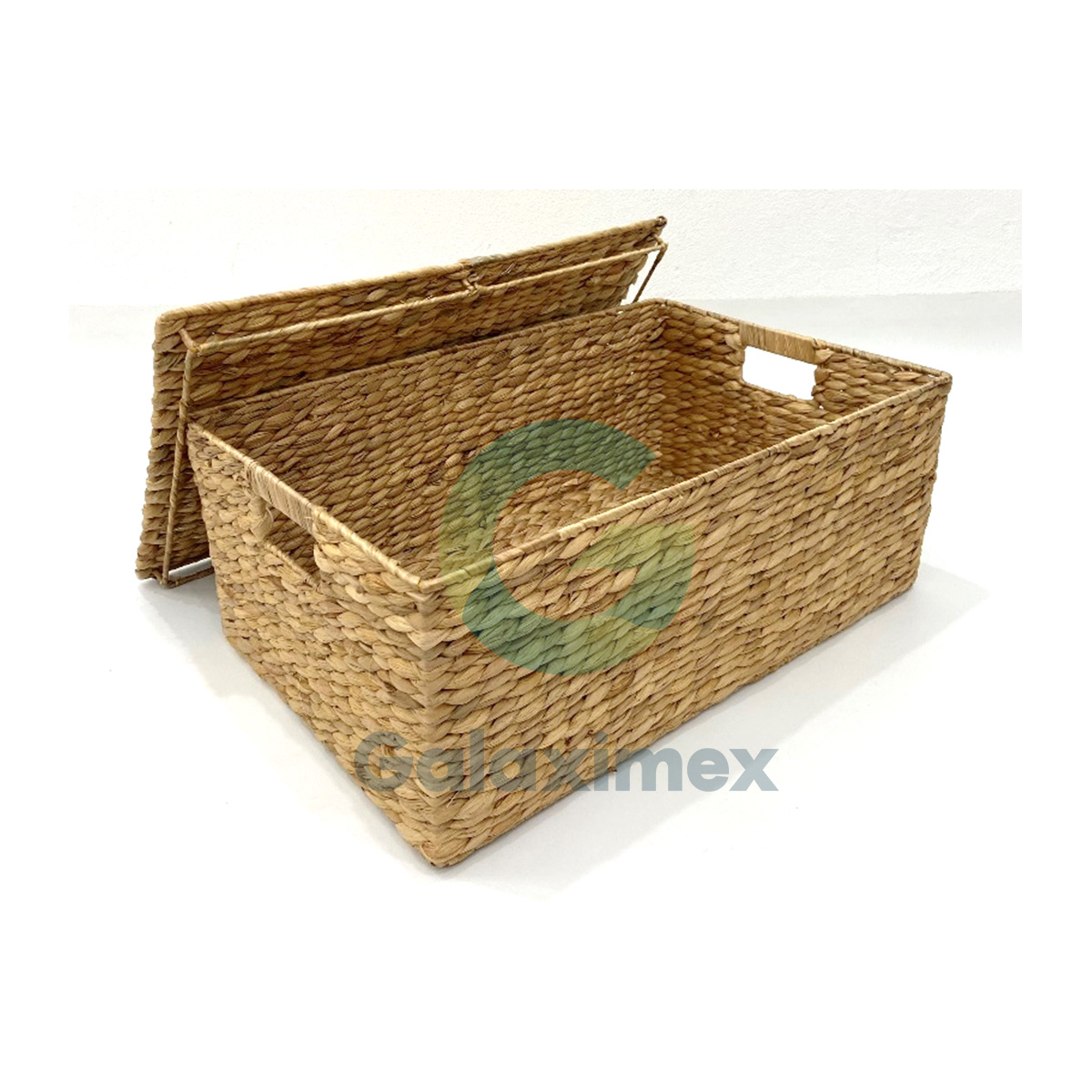 Rectangular water hyacinth storage basket with lid - Galaximex
